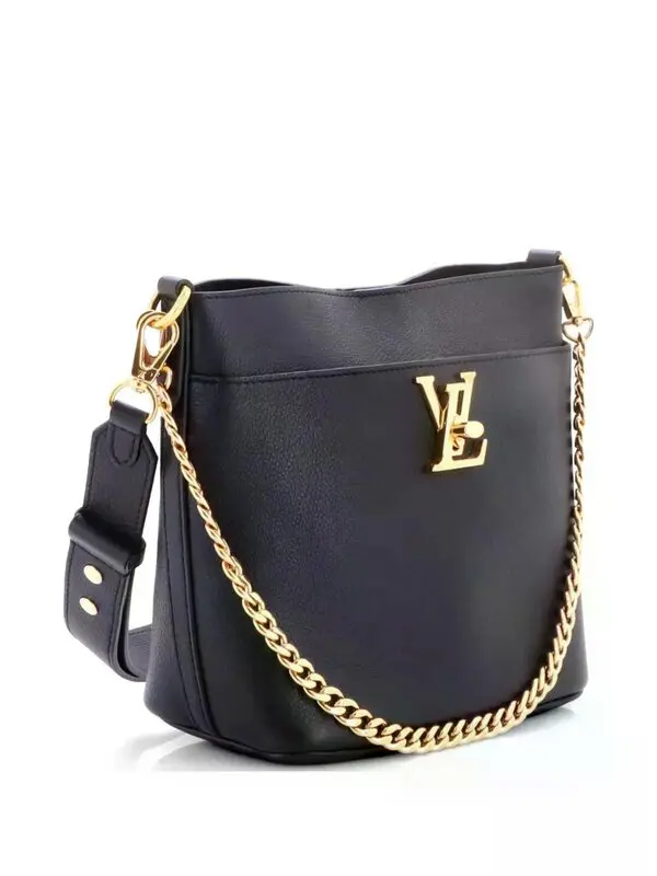 LOUIS VUITTON Lock And Walk Leather Bucket Bag - Black