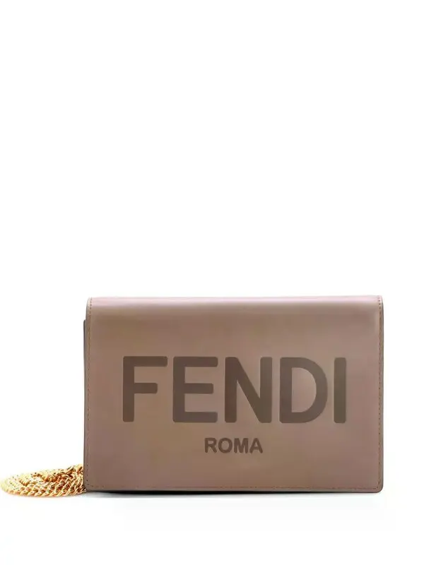 Fendi Embossed Leather Crossbody Bag - Brown