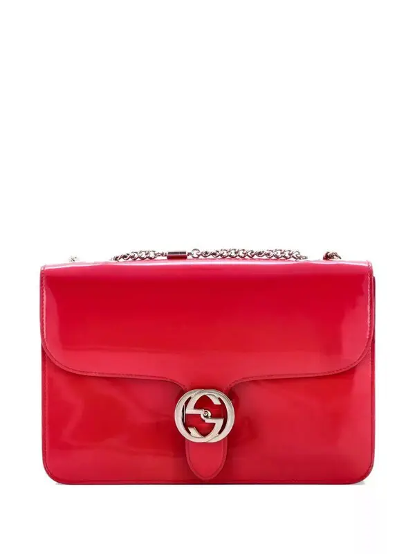 Gucci Interlocking Patent Medium Shoulder Bag - Pink