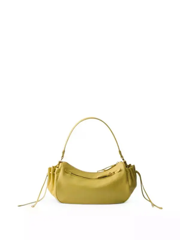 Prada Leather Shoulder Bag With Drawstring Details - Yellow