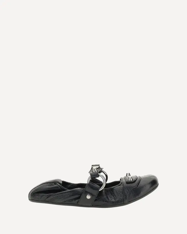 Balenciaga City Ballerinas With Silver Tone Buckle Studs
