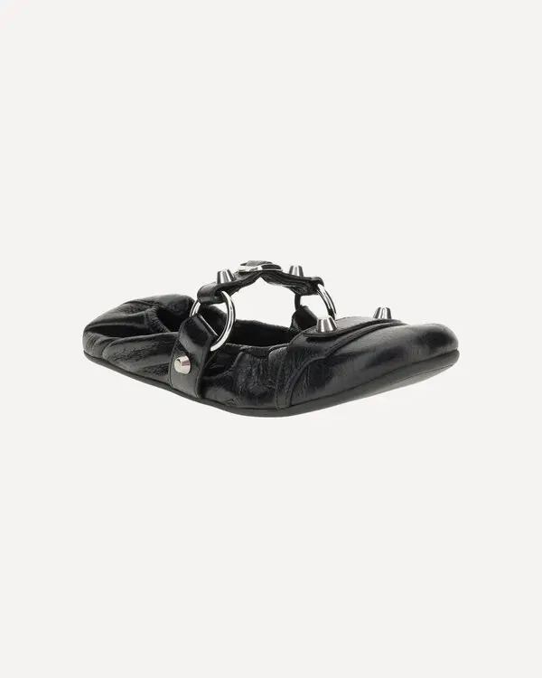 Balenciaga City Ballerinas With Silver Tone Buckle Studs