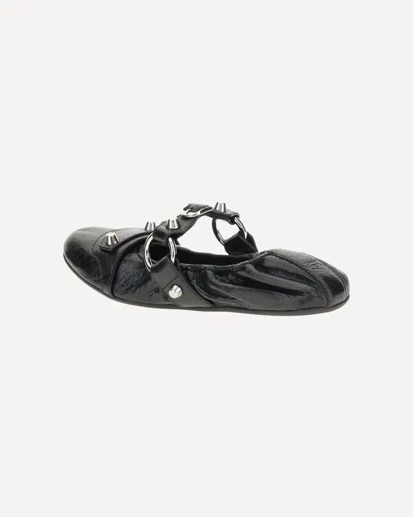 Balenciaga City Ballerinas With Silver Tone Buckle Studs