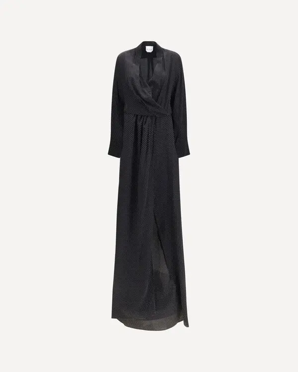SA SU PHI Polka Dot Silk Crepe De Chine Long Dress