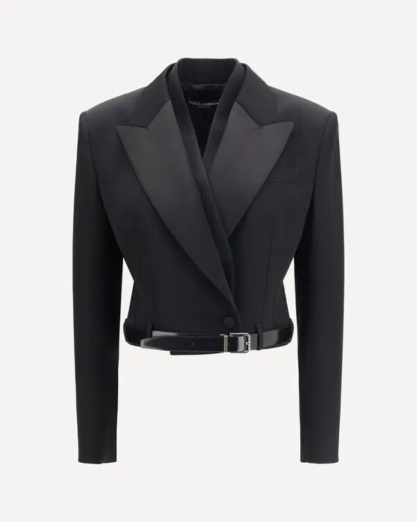 Dolce & Gabbana Sicilia Cropped Double-breasted Wool Gabardine Blazer