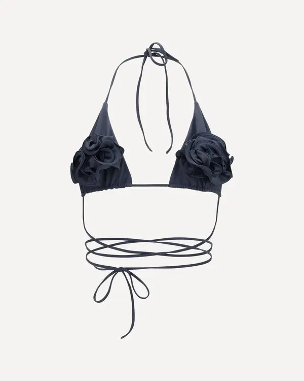 Magda Butrym Embellished Floral Triangle Bikini Top - Grey