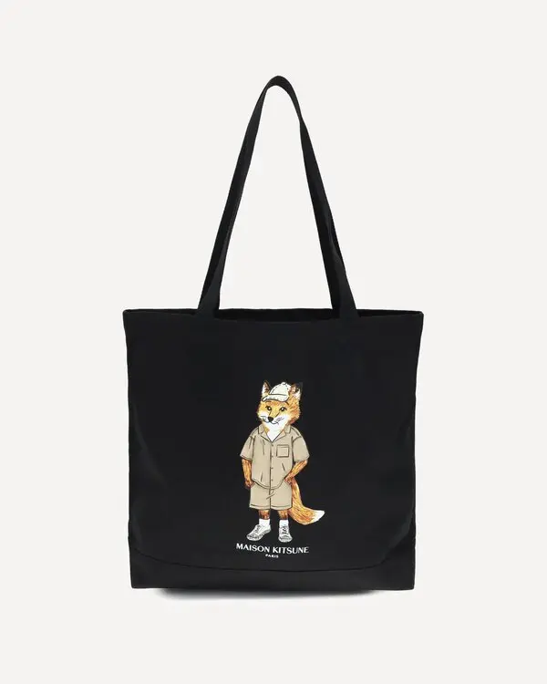 Maison Kitsuné Fox Canvas Tote Bag - Black