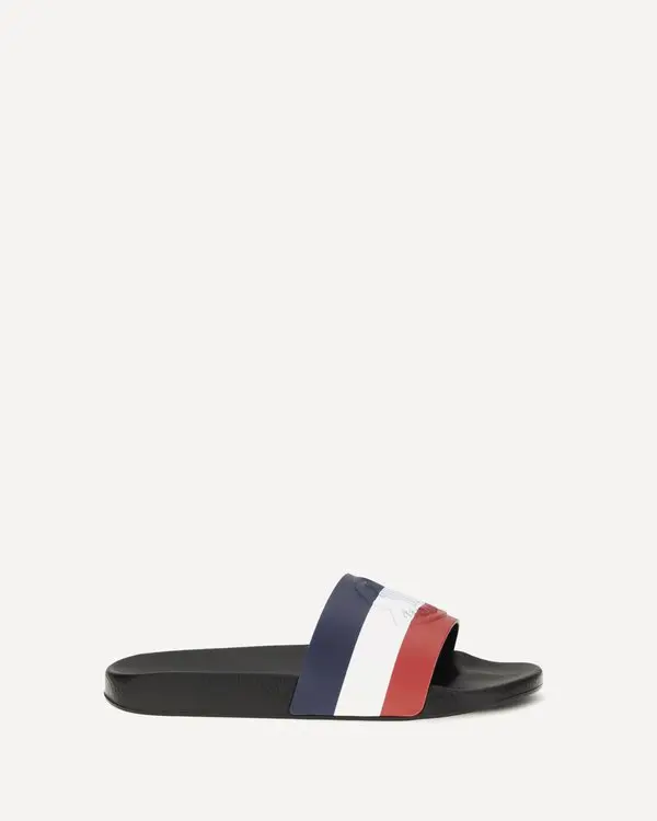 Moncler Basile Rubber Slippers With Tricolor Strap - Multicolour