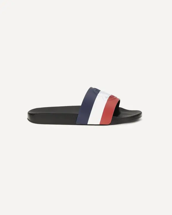 Moncler Basile Rubber Slippers With Tricolor Strap - Multicolour