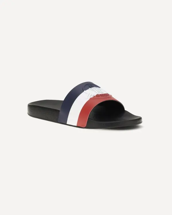 Moncler Basile Rubber Slippers With Tricolor Strap - Multicolour