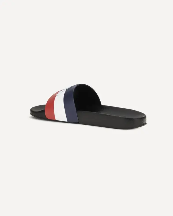 Moncler Basile Rubber Slippers With Tricolor Strap - Multicolour
