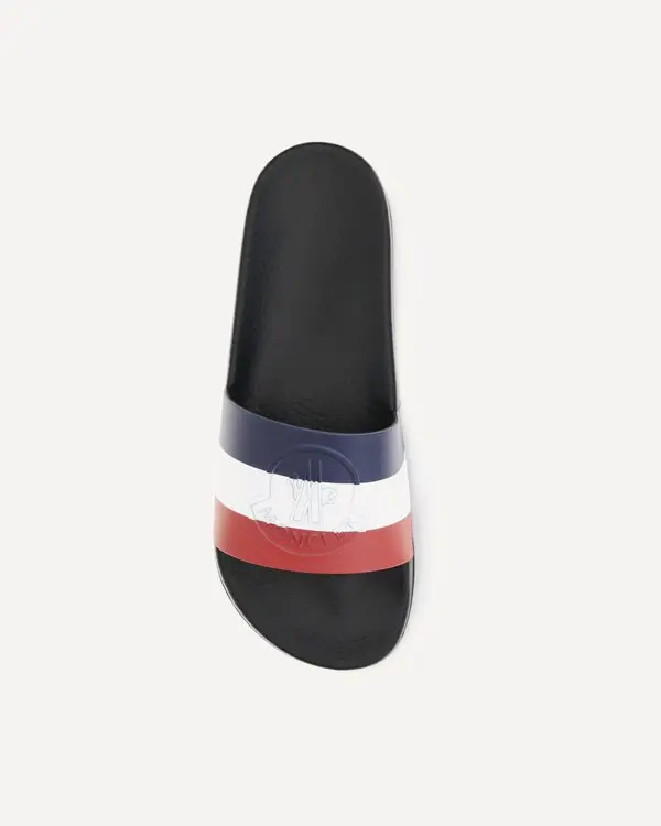 Moncler Basile Rubber Slippers With Tricolor Strap - Multicolour