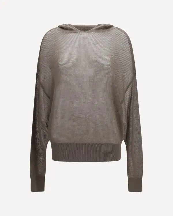 Rick Owens Semi-sheer Knit Hoodie - Grey