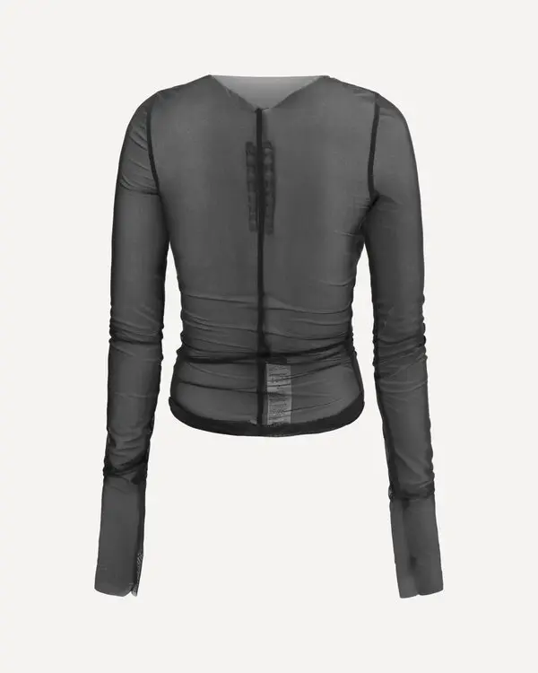 Rick Owens Tempio Bandeau Top In Stretch Tulle And Ribbed Cotton Jersey