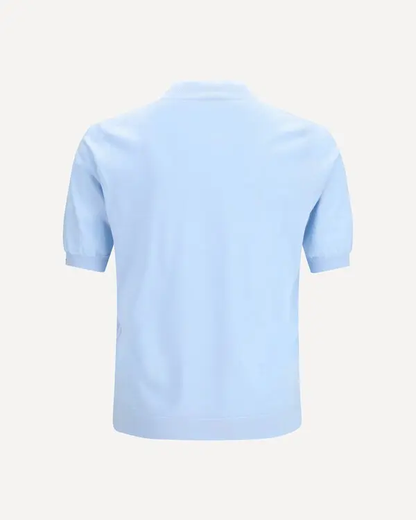 Prada Short-sleeve Cotton High Neck Sweater With Embroidered Logo