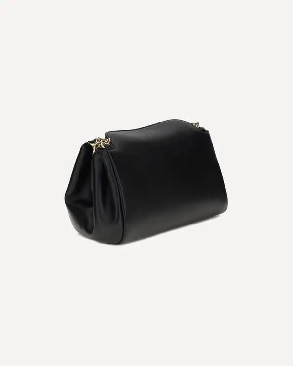 Prada Leather Shoulder Bag With Gold Tone Logo