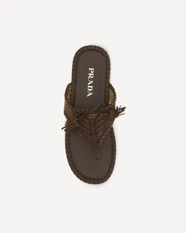 Prada Thong Sandals With Tassels