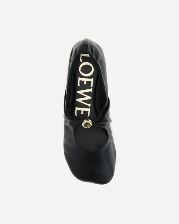 Loewe Pebble Ballerinas In Lambskin Napa Leather - Black