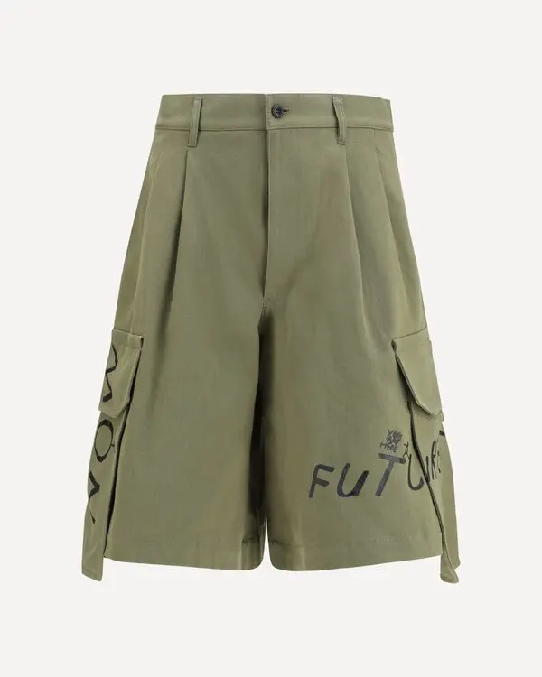 Comme Des Garçons Cargo Shorts With Graphic Print