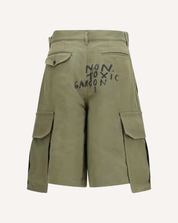 Comme Des Garçons Cargo Shorts With Graphic Print