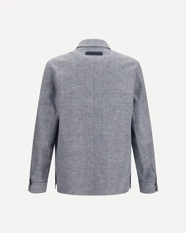 Zegna Crossover Shirt Jacket In Linen, Wool, And Silk - Grey