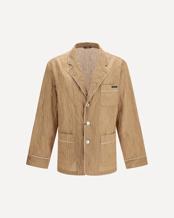 Dolce & Gabbana Vanity Shirt-style Robe In Froissé Striped Fabric