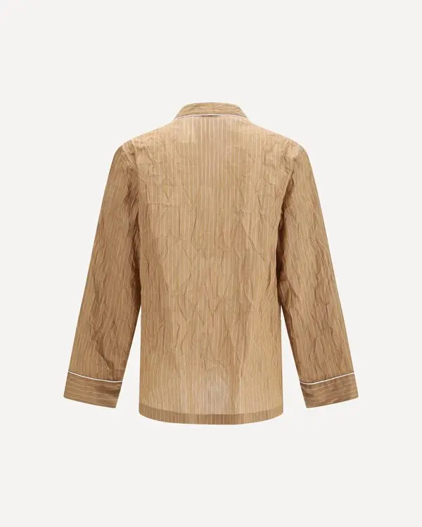 Dolce & Gabbana Vanity Shirt-style Robe In Froissé Striped Fabric