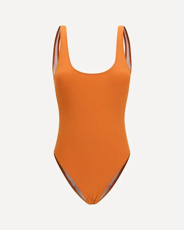 KRISTINA TI Solid One-piece Swimsuit With Floral Lining