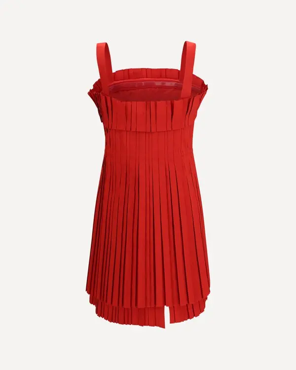 Fendi Short Faille Bustier Dress With Asymmetric Hem - Red
