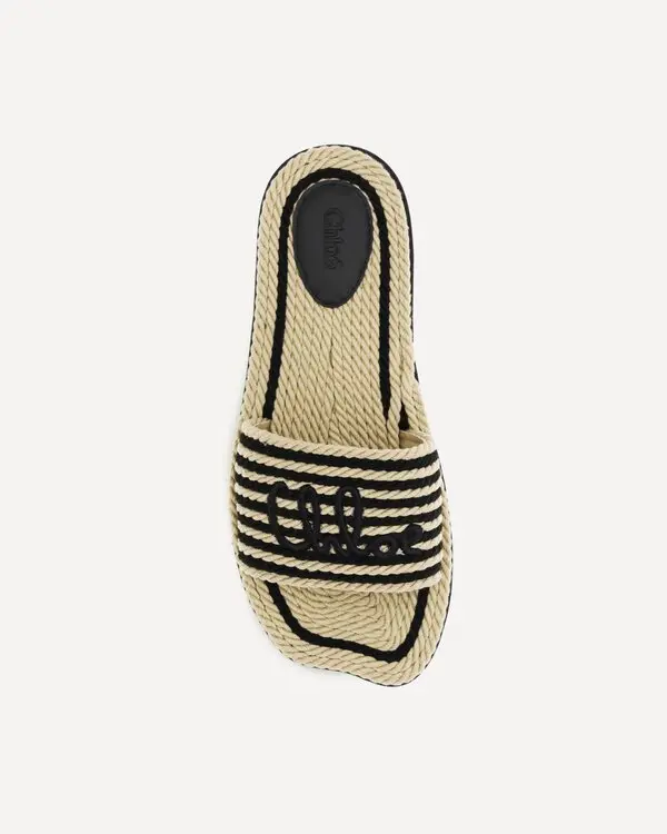 Chloé Raffia Sandals With Embroidered Signature