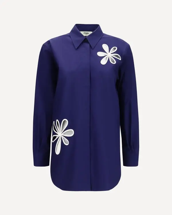Fendi Cotton Poplin Shirt With Ajour Motif