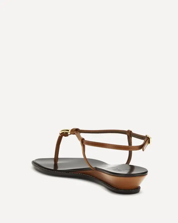 GIUSEPPE ZANOTTI Amhelia Leather Wedge Sandals With Embellished Detail - Brown