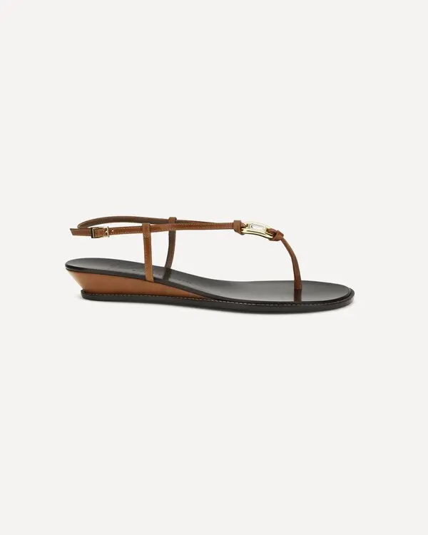 GIUSEPPE ZANOTTI Amhelia Leather Wedge Sandals With Embellished Detail - Brown