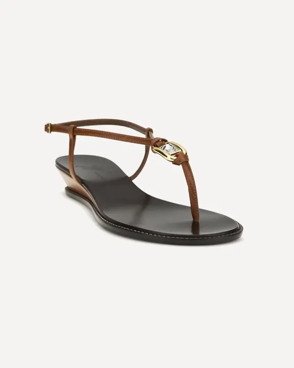 GIUSEPPE ZANOTTI Amhelia Leather Wedge Sandals With Embellished Detail - Brown