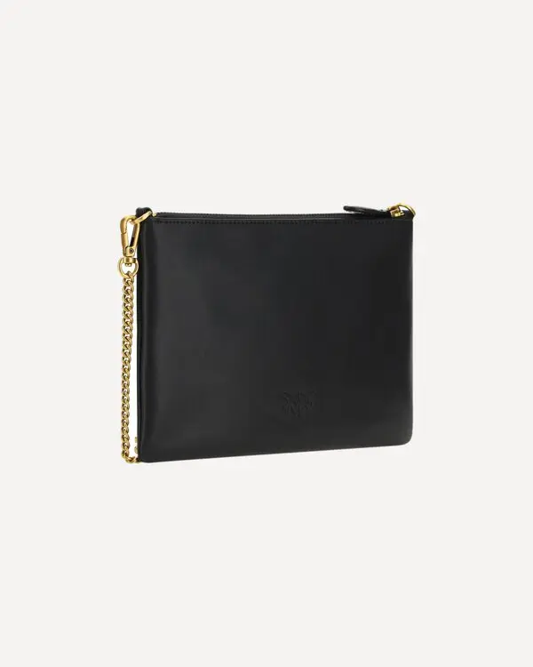 Pinko Leather Shoulder Bag With Gold-plated Logo - Black
