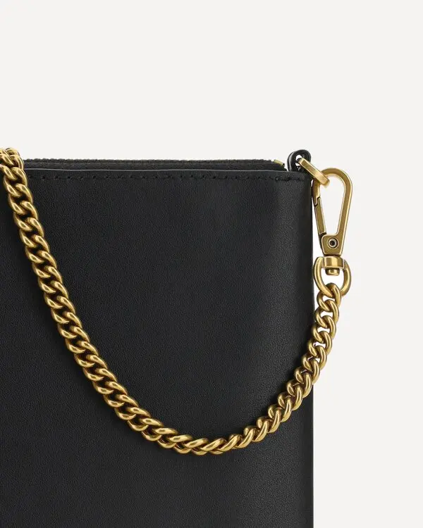 Pinko Leather Shoulder Bag With Gold-plated Logo - Black