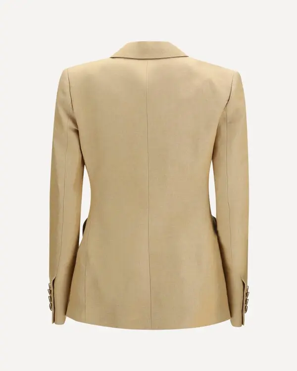 BLAZÉ MILANO Double-breasted Peak Lapel Linen-blend Blazer - Beige
