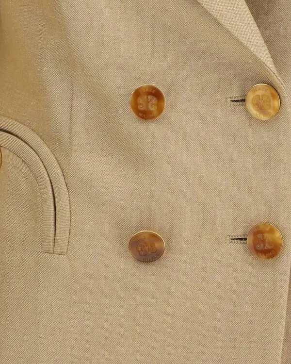 BLAZÉ MILANO Double-breasted Peak Lapel Linen-blend Blazer - Beige