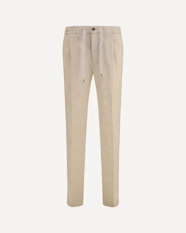 PT TORINO Linen Drawstring Waist Trousers