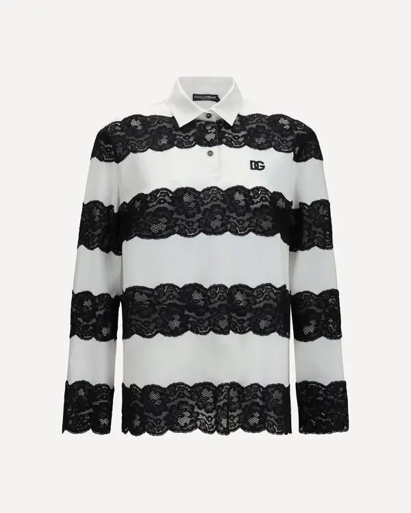 Dolce & Gabbana Long-sleeve Lace Trimmed Polo