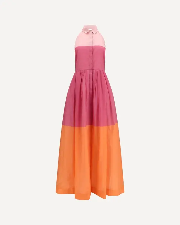 SARA ROKA Sleeveless Shirt Dress With Tie-neck Detail