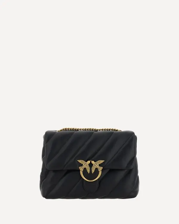 Pinko Love Puff Quilted Leather Shoulder Bag - Black