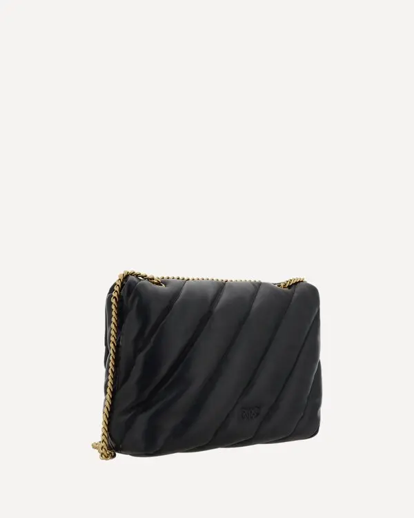 Pinko Love Puff Quilted Leather Shoulder Bag - Black