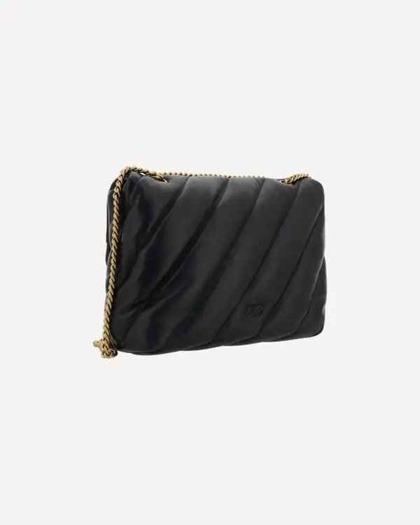 Pinko Love Puff Quilted Leather Shoulder Bag - Black