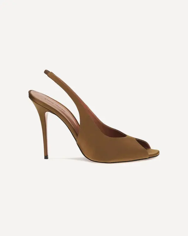 Amina Muaddi Kristina Slingback Sandals - Brown