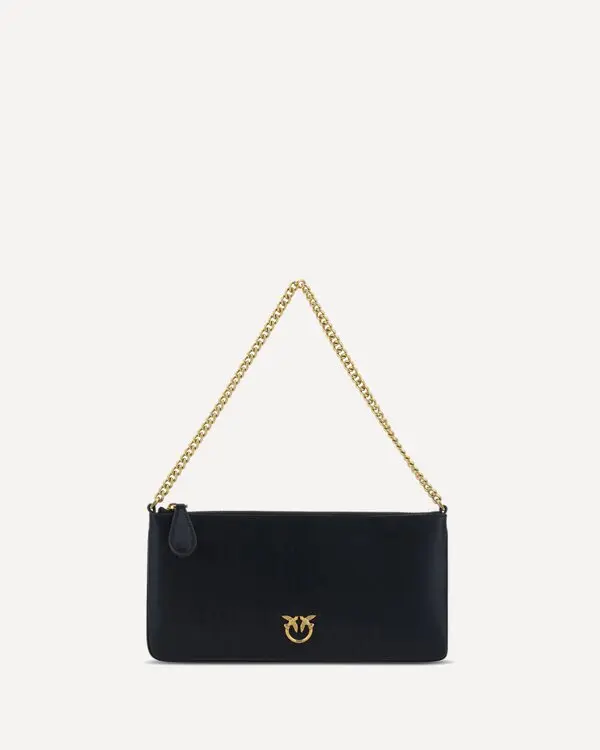 Pinko Leather Shoulder Bag With Chain Strap