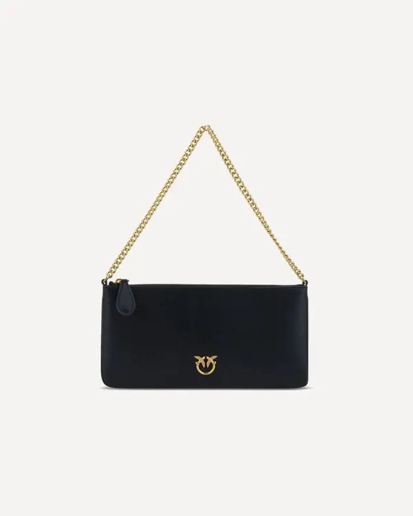 Pinko Leather Shoulder Bag With Chain Strap