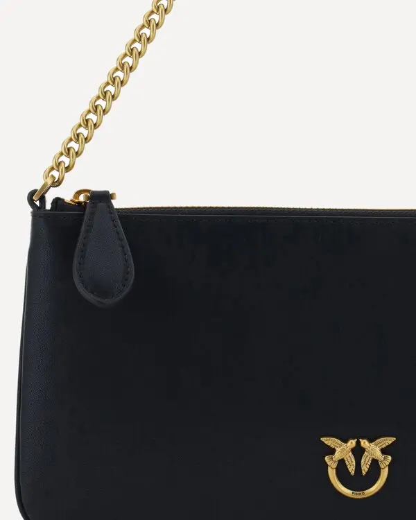 Pinko Leather Shoulder Bag With Chain Strap