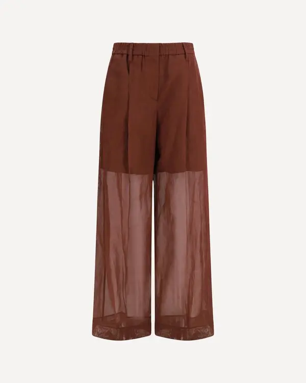 Brunello Cucinelli Cotton Organza Sartorial Track Pants - Brown