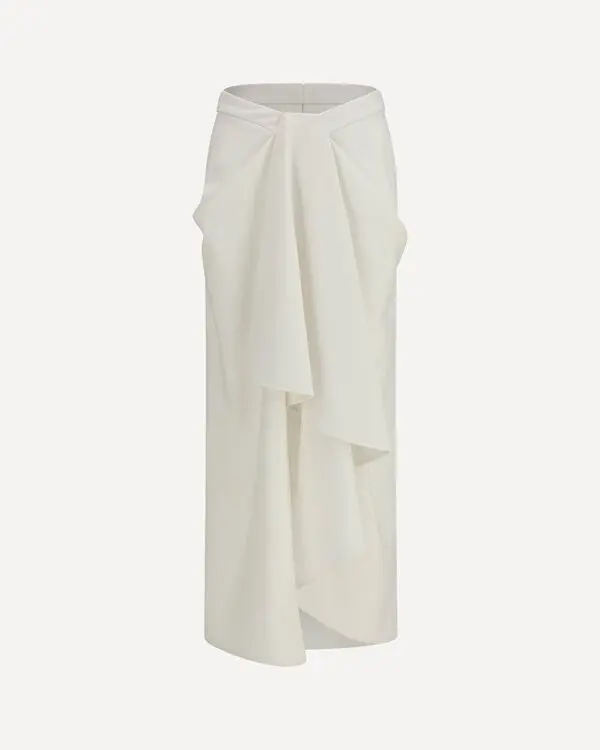 Givenchy Long Draped Wool And Mohair Skirt - White